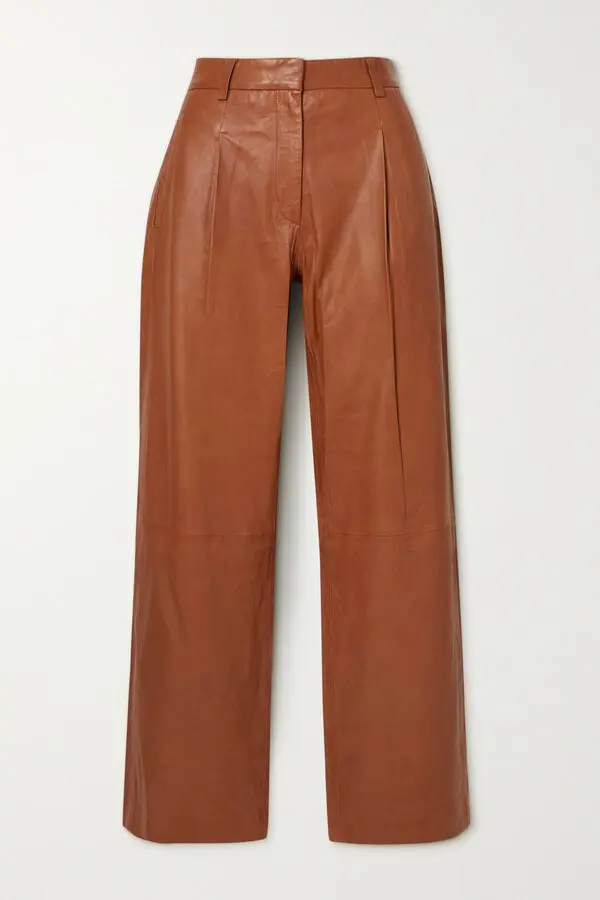 Rag & Bone Leslie Pleated Leather Wide-leg Pants