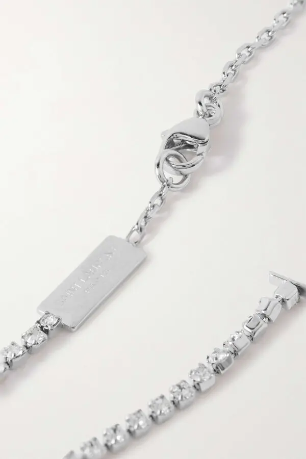Saint Laurent Tone Crystal Bracelet - Silver