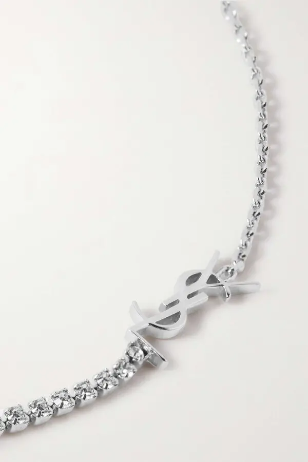 Saint Laurent Tone Crystal Bracelet - Silver