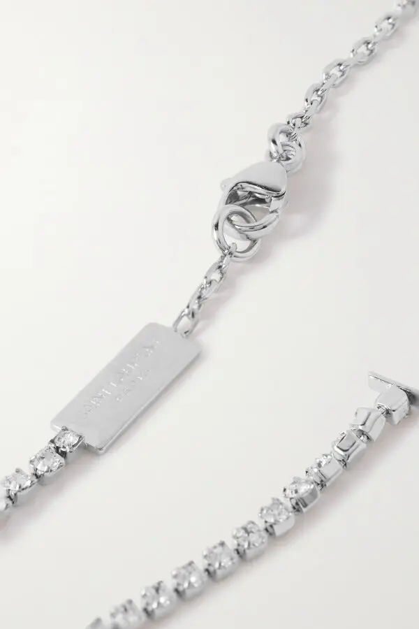 Saint Laurent Tone Crystal Bracelet - Silver