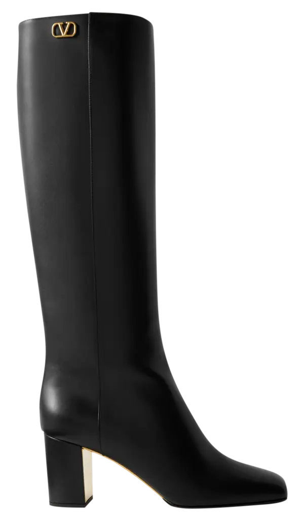 Valentino Garavani Vlogo Leather Knee Boots