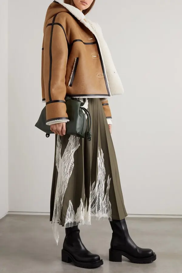 Loewe Hooded Leather-trimmed Shearling Jacket