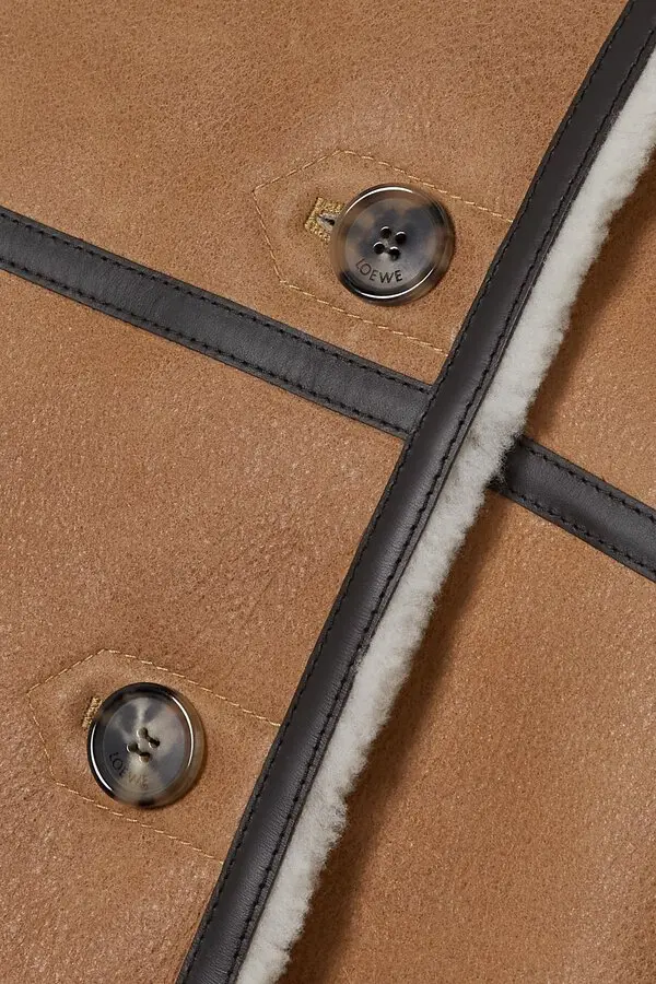 Loewe Hooded Leather-trimmed Shearling Jacket