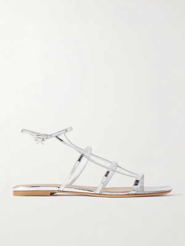 GIANVITO ROSSI Metallic Leather Sandals - Silver