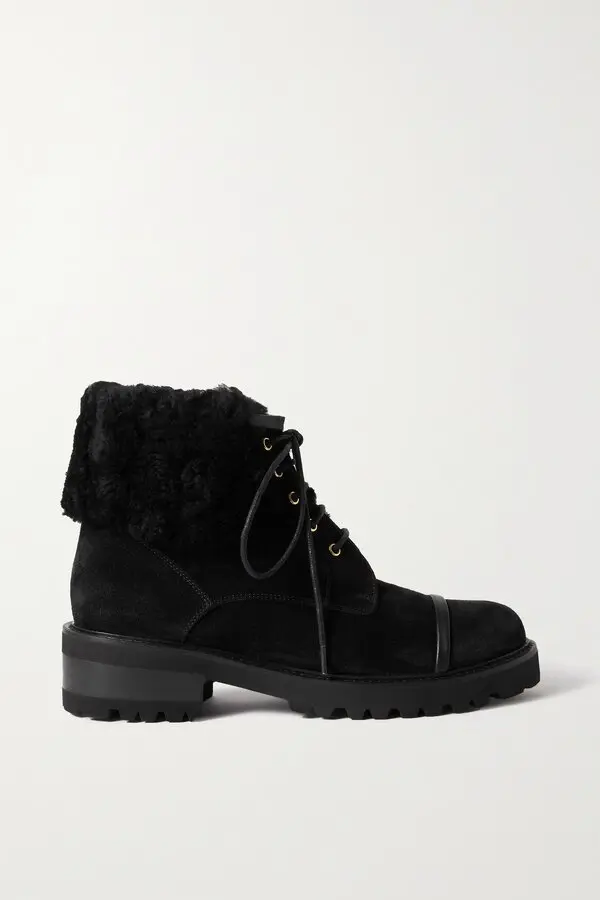MALONE SOULIERS Bess 45 Shearling-trimmed Suede Ankle Boots