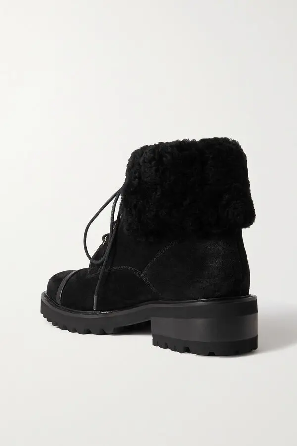 MALONE SOULIERS Bess 45 Shearling-trimmed Suede Ankle Boots