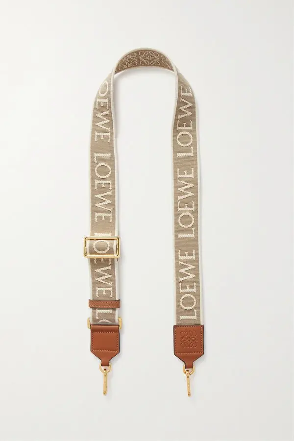 Loewe Anagram Leather-trimmed Canvas-jacquard Bag Strap - Brown