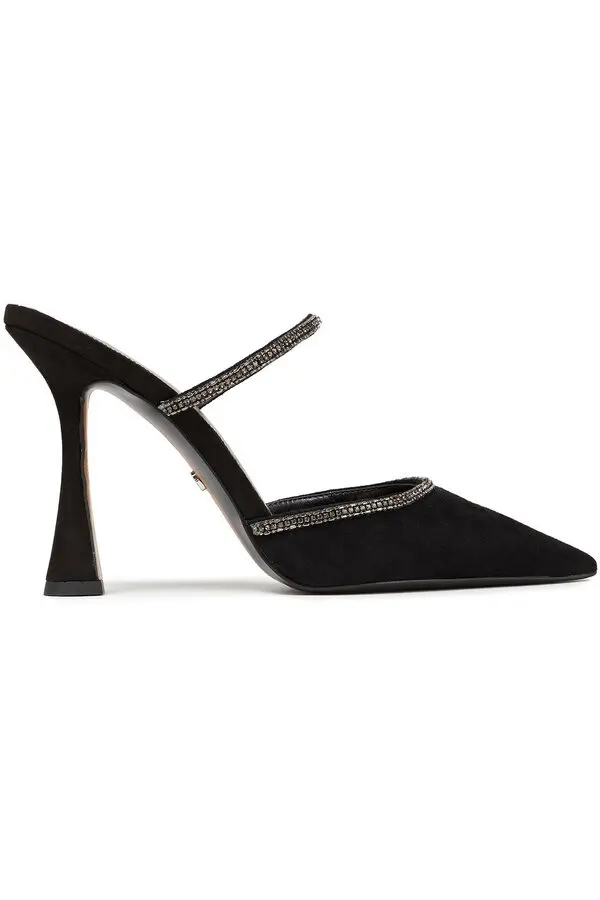 Sam Edelman Aspen Crystal-embellished Suede Mules