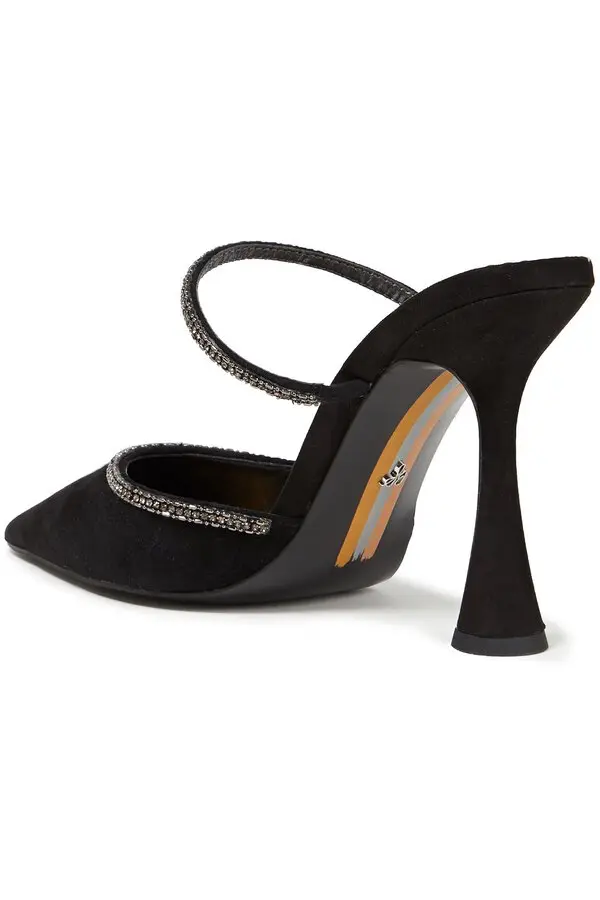 Sam Edelman Aspen Crystal-embellished Suede Mules