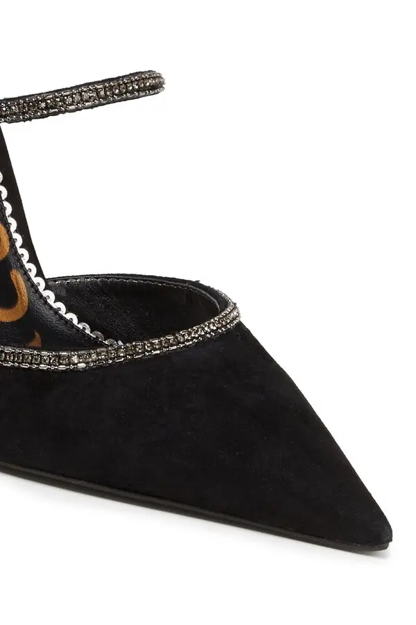 Sam Edelman Aspen Crystal-embellished Suede Mules