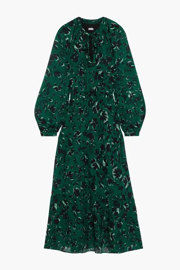 white christmas dresses Floral Long Sleeve Chiffon Maxi Dress main image 0