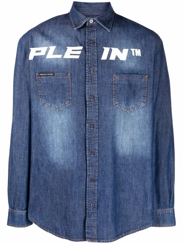 Philipp Plein Logo Denim Shirt