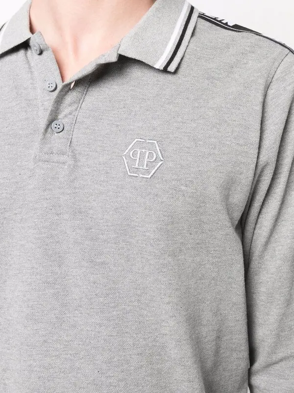 Philipp Plein Logo Embroidered Polo Shirt - Grey