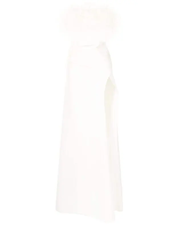 Rachel Gilbert Linc Feather-trim Gown - White