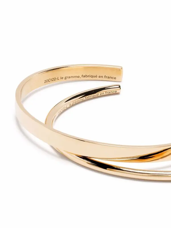Le Gramme 18kt Polished Yellow Ribbon Cuff Set