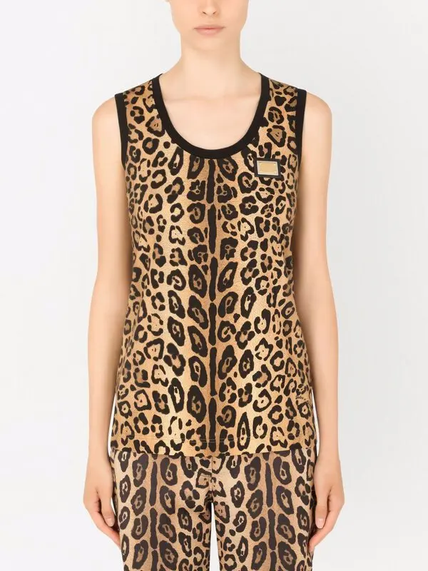Dolce & Gabbana Leopard-print Tank Top - Brown