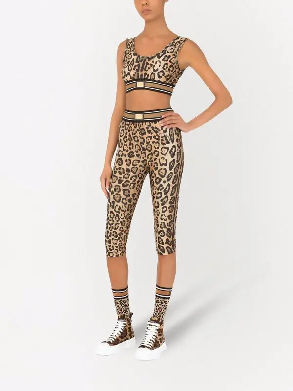 Dolce & Gabbana Leopard-print Jacquard Crew Socks - Brown
