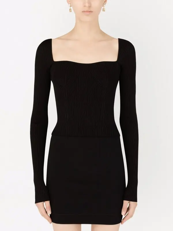 Dolce & Gabbana Ribbed-knit Square-neck Jumper