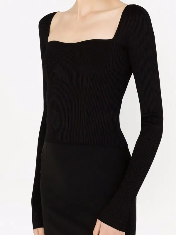 Dolce & Gabbana Ribbed-knit Square-neck Jumper