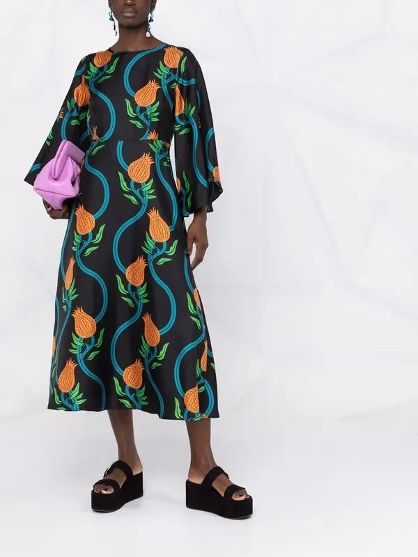 La DoubleJ Sorella Silk-twill Midi Dress