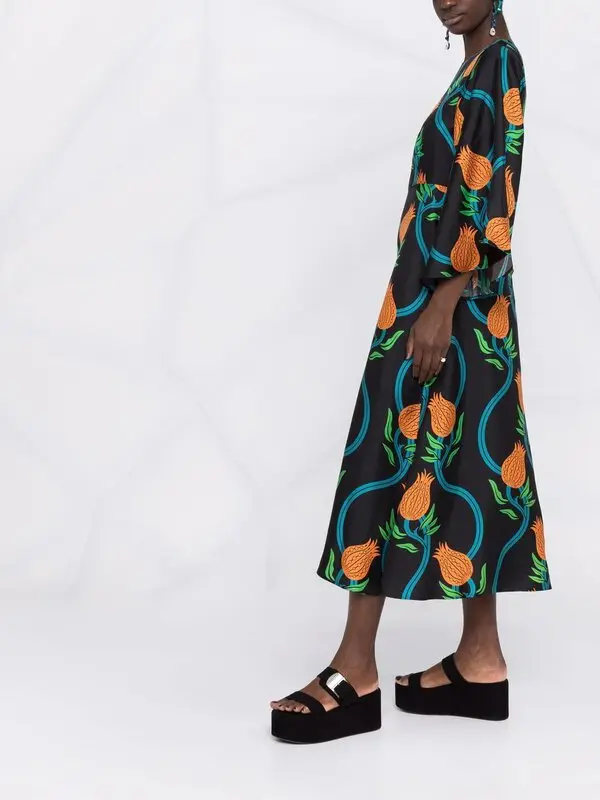 La DoubleJ Sorella Silk-twill Midi Dress