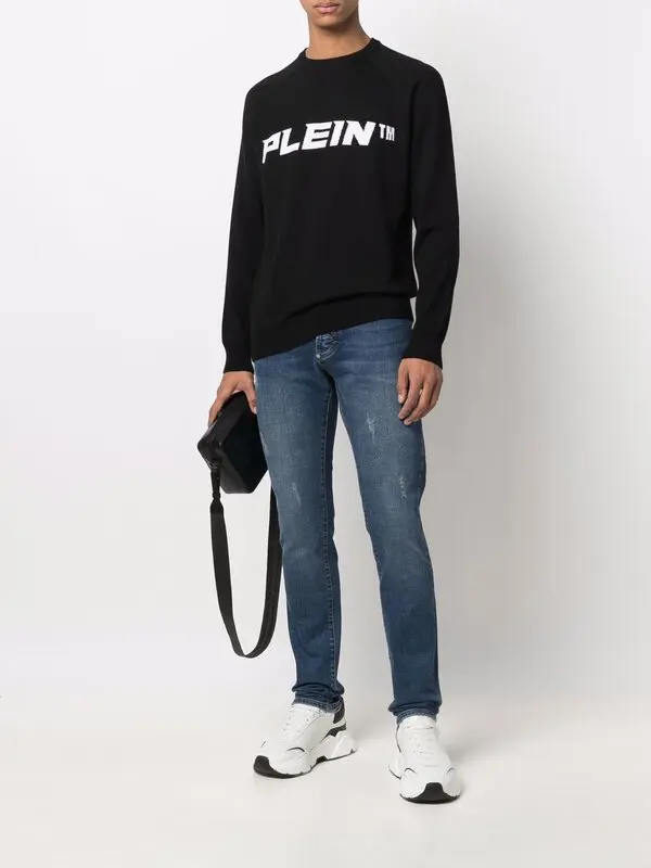 Philipp Plein Logo-print Crew Neck Jumper - Black