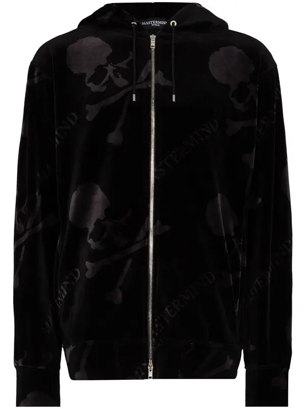 MASTERMIND WORLD Skull-print Velvet Track Jacket