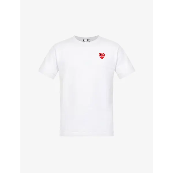 Play Comme Des Garcon Overlap-heart Print Cotton-jersey T-shirt Xxl