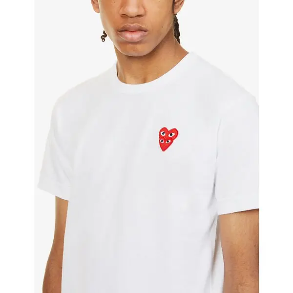 Play Comme Des Garcon Overlap-heart Print Cotton-jersey T-shirt Xxl