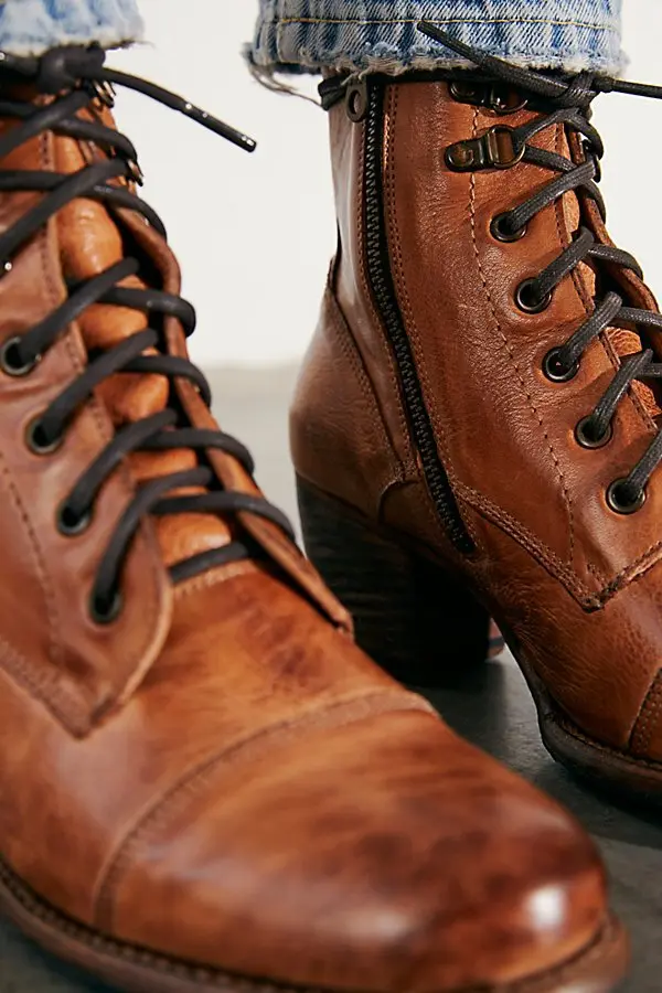 Bed Stu Brooklyn Lace Up Ankle Boots - Tan