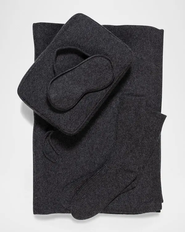 Sofia Cashmere Cashmere Cable-knit Travel Set - Charcoal