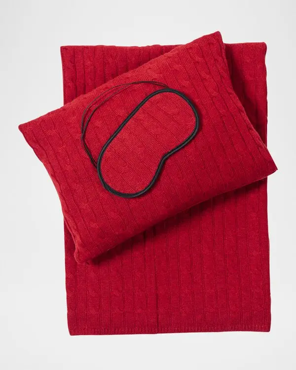 Sofia Cashmere Cashmere Cable-knit Travel Set - Red