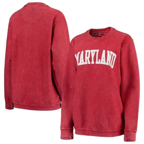 PRESSBOX Maryland Terrapins Comfy Cord Vintage Wash Basic Arch Pullover Sweatshirt