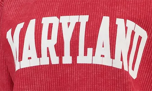 PRESSBOX Maryland Terrapins Comfy Cord Vintage Wash Basic Arch Pullover Sweatshirt