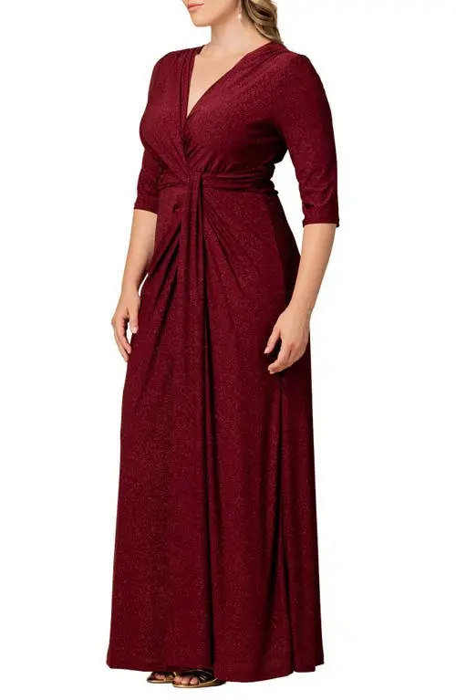 slim fit dress slacks Final Sale Plus Size Faux Wrap Glitter Dress in Red