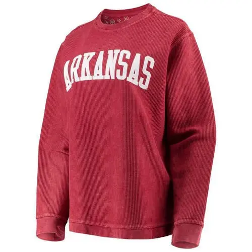 PRESSBOX Arkansas Razorbacks Comfy Cord Vintage Wash Basic Arch Pullover Sweatshirt