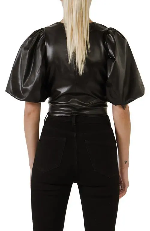 Endless Rose Puff Sleeve Faux Leather Top