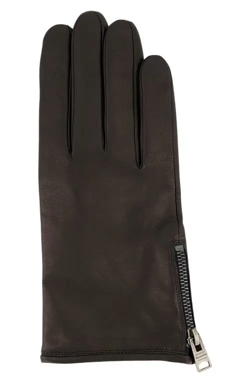 ALLSAINTS Leather Gloves With Zip - Black