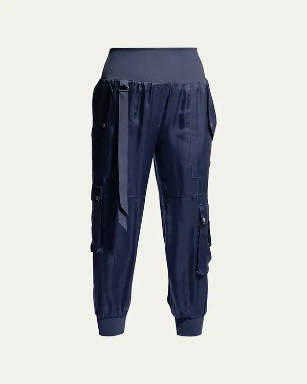 Cinq À Sept Harmony Satin Cargo Jogger Pants