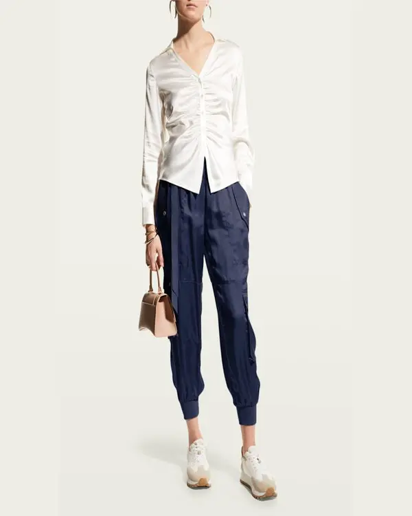 Cinq À Sept Harmony Satin Cargo Jogger Pants
