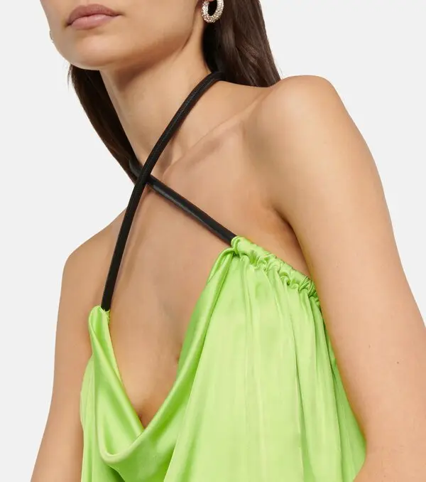 Attico Pauline Leather-trimmed Top