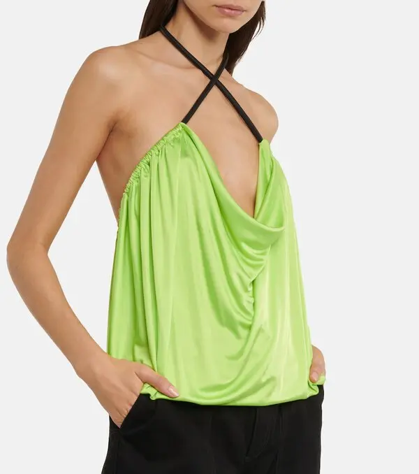 Attico Pauline Leather-trimmed Top