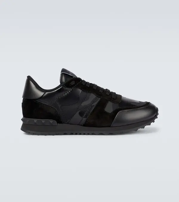 Valentino Garavani Leather Rockrunner Sneakers - Black