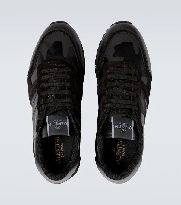 Valentino Garavani Leather Rockrunner Sneakers - Black
