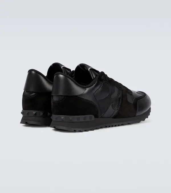 Valentino Garavani Leather Rockrunner Sneakers - Black