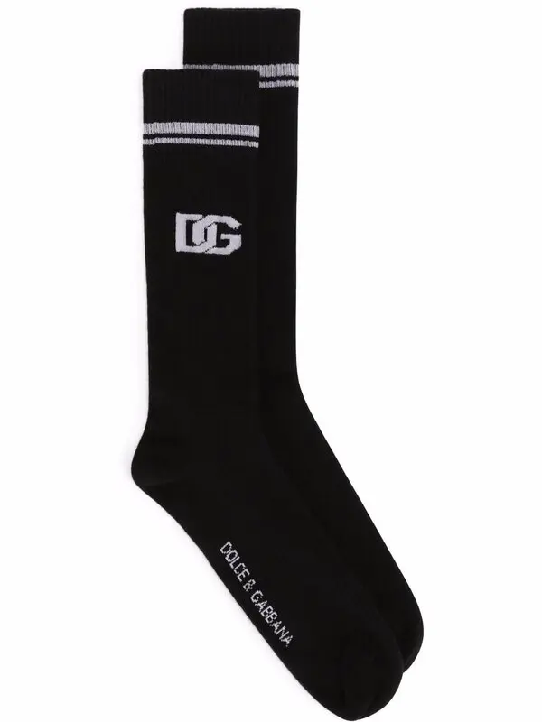 Dolce & Gabbana Jacquard Logo Socks - Black