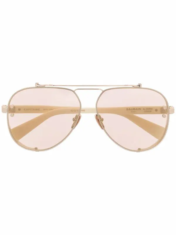 Balmain Capitaine Pilot-frame Sunglasses - Neutrals