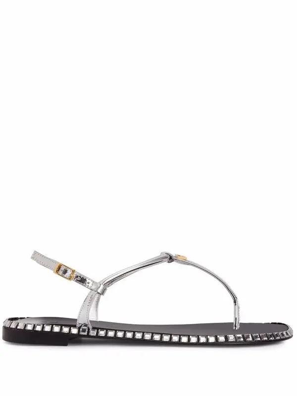 GIUSEPPE ZANOTTI Bellatriks Leather Sandals - Silver