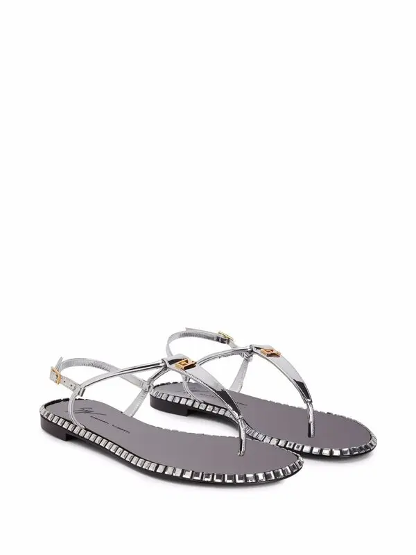 GIUSEPPE ZANOTTI Bellatriks Leather Sandals - Silver