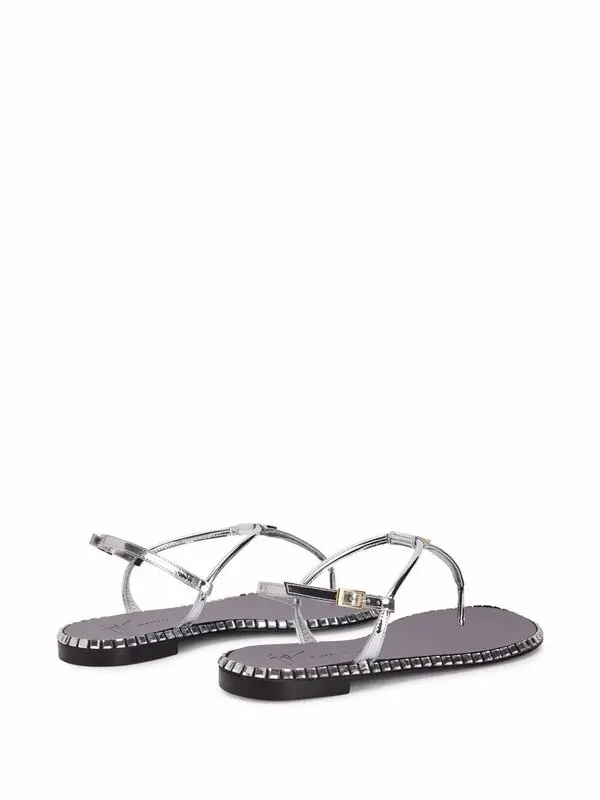 GIUSEPPE ZANOTTI Bellatriks Leather Sandals - Silver
